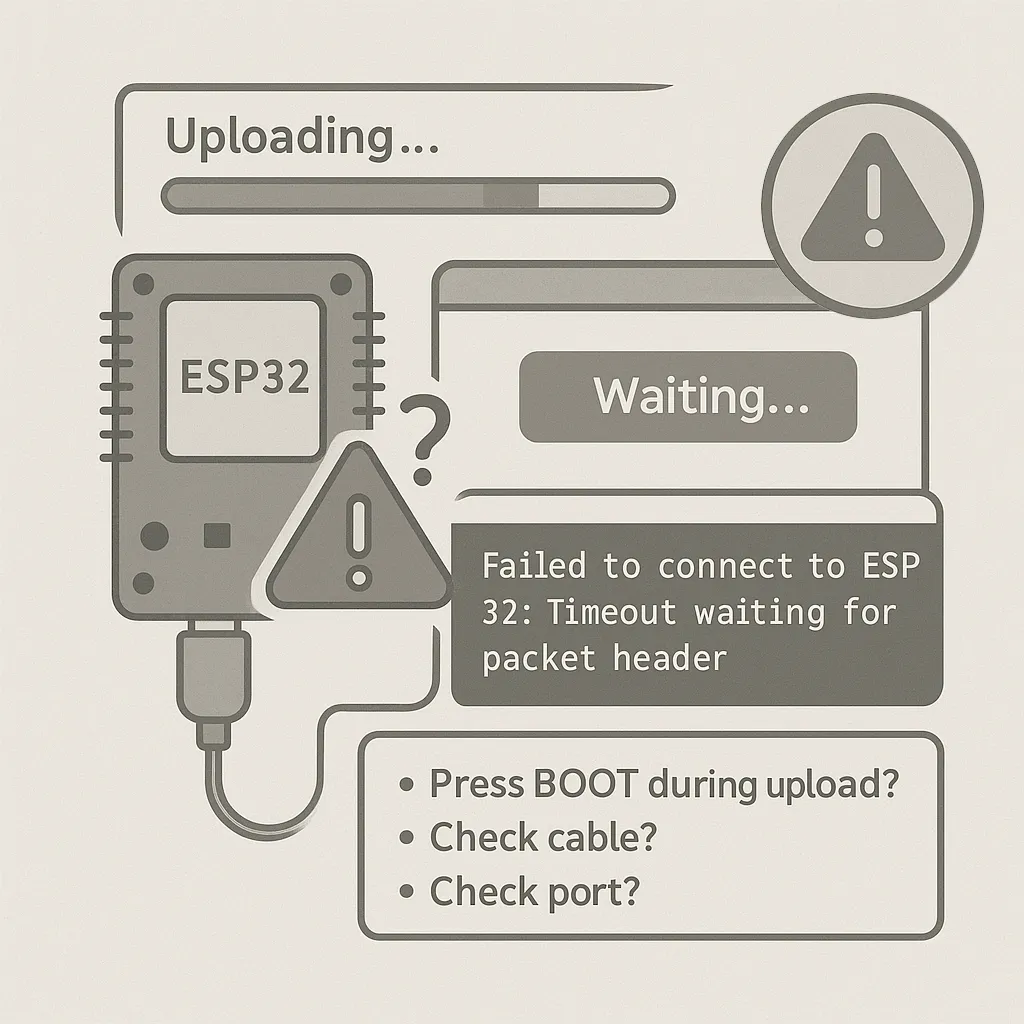ESP32 Upload Timeout Error