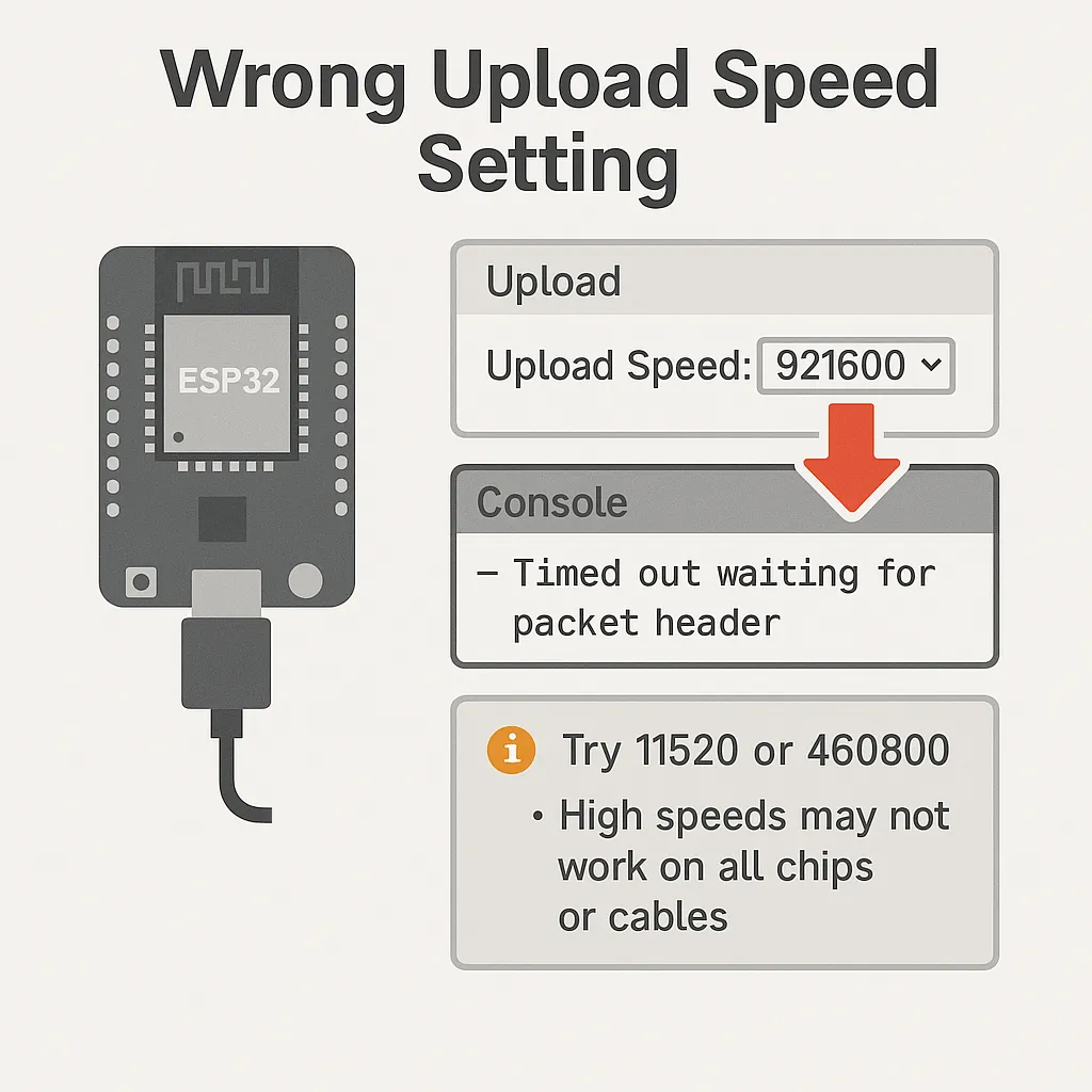 Esp32 Wrong Upload Speed Setting