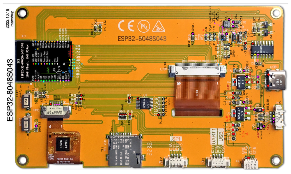 CYD ESP32-8048S043 Development Board Details, Pinout, Specs