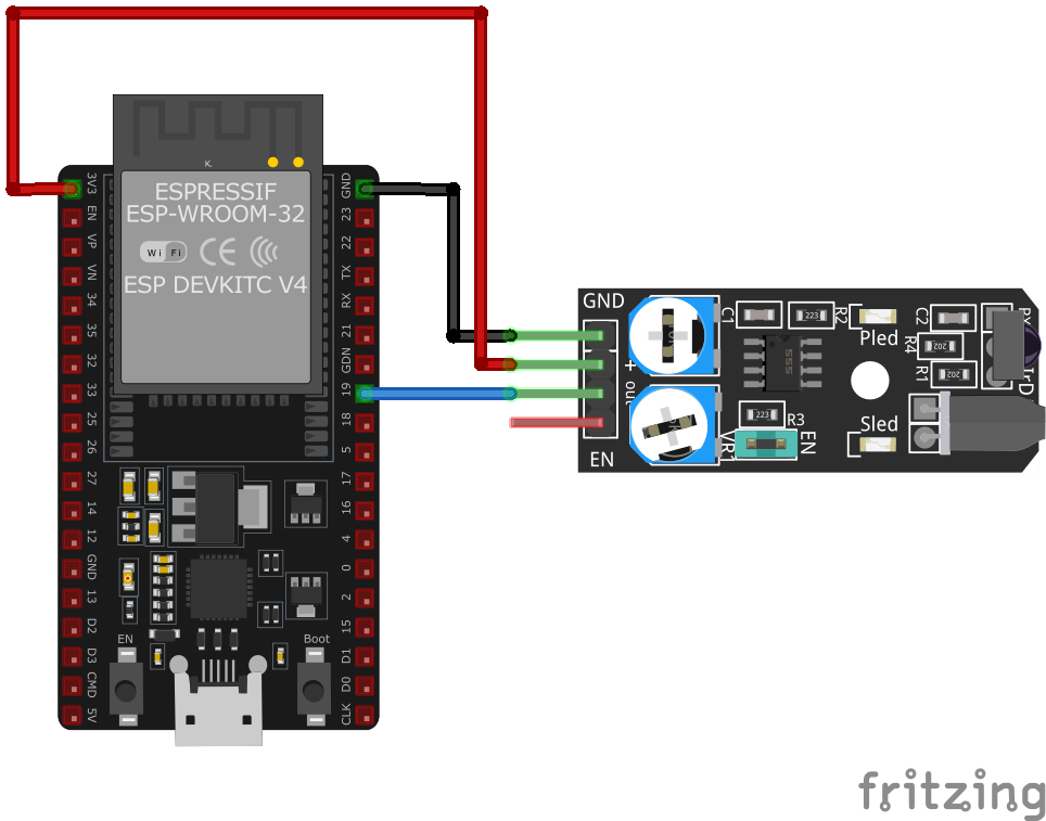 ESP32 KY-032 Infrared Obstacle Avoidance Sensor Module Pinout