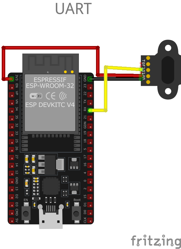 ESP32 TOF10120 Laser Distance (Time of Flight) Sensor Pinout