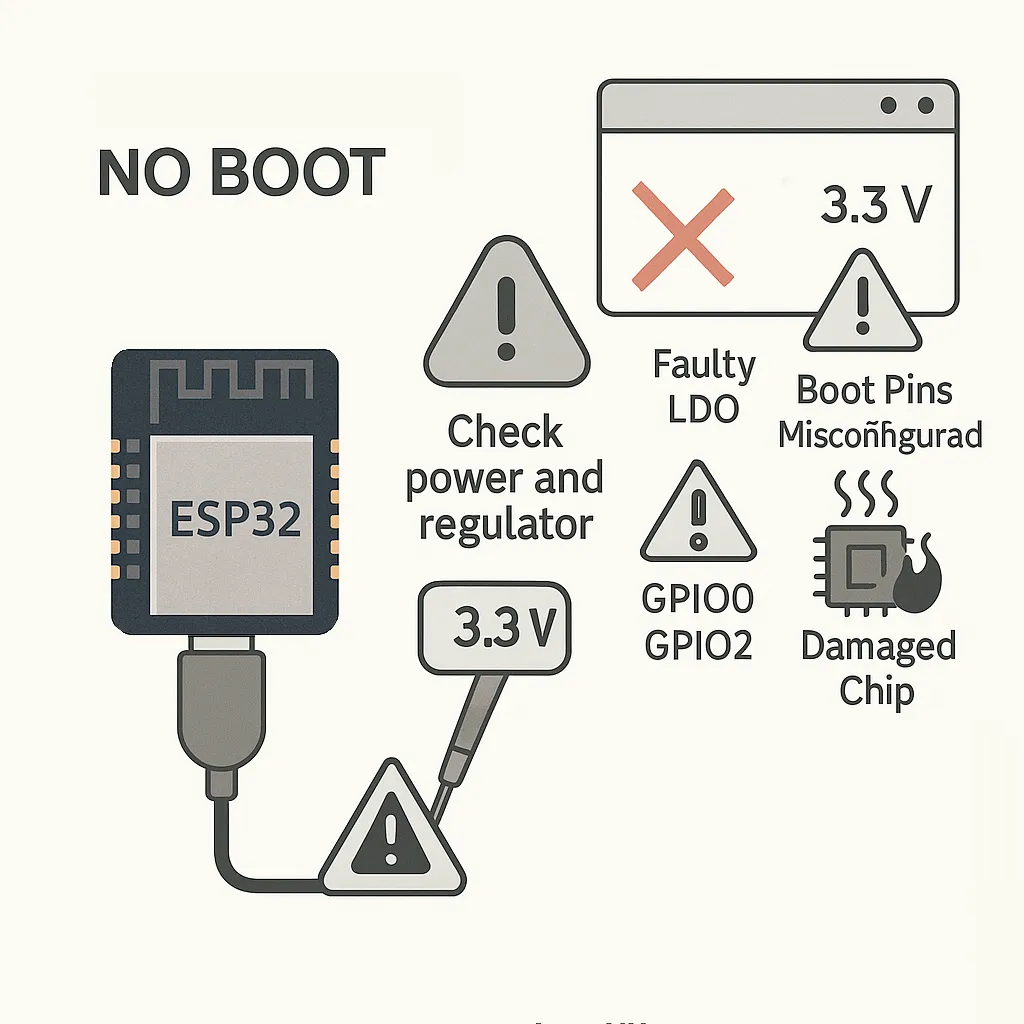 ESP32 Not Powering or Booting Up