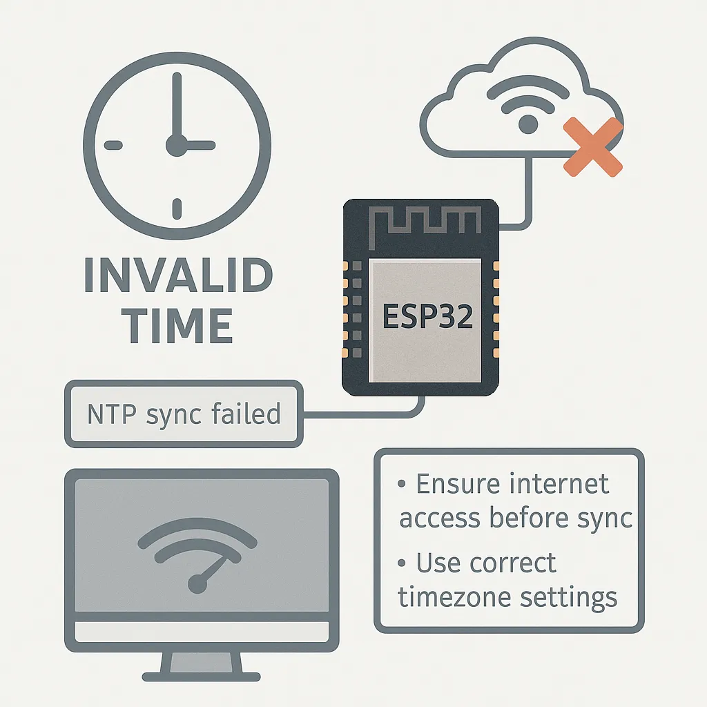 ESP32 Fails to Sync Time via NTP