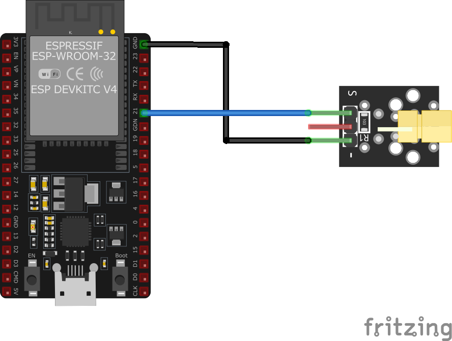 ESP32 KY-008 Laser Transmitter Module Pinout, Wiring, ESP32 and more