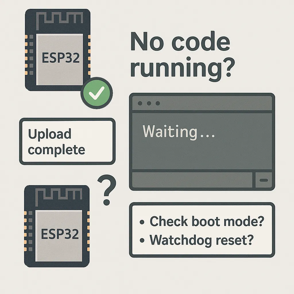 ESP32 Upload Success But No Code Execution
